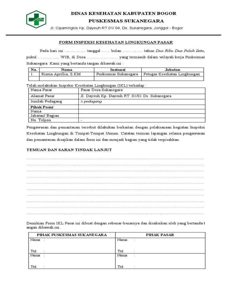 Form Ikl Pasar 2021 | PDF