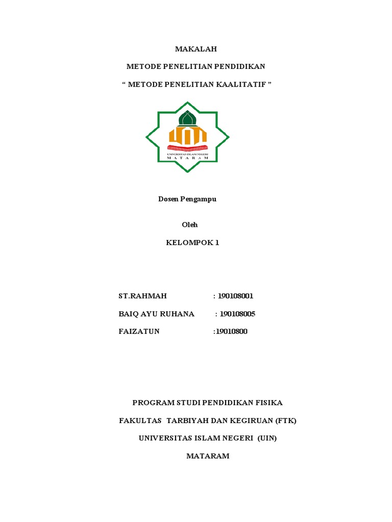 Makalah Kelompok 1 Metode Penelitian Pendidikan | PDF | Karier & Perkembangan | Sains & Matematika