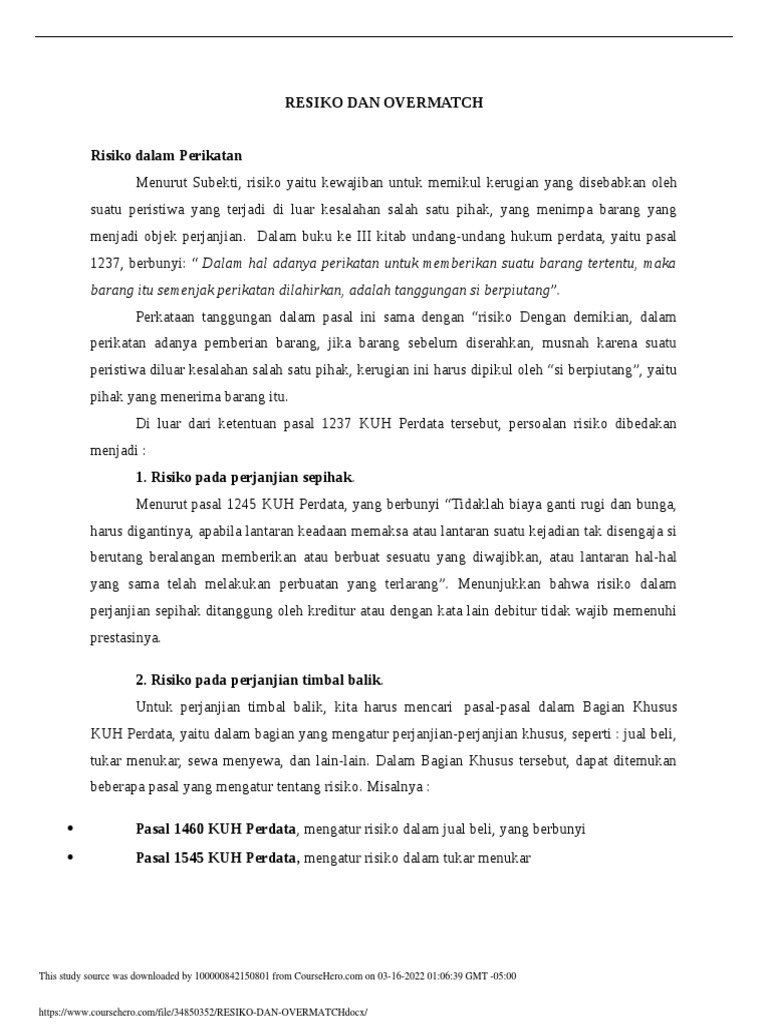 Resiko Dan Overmatch | PDF