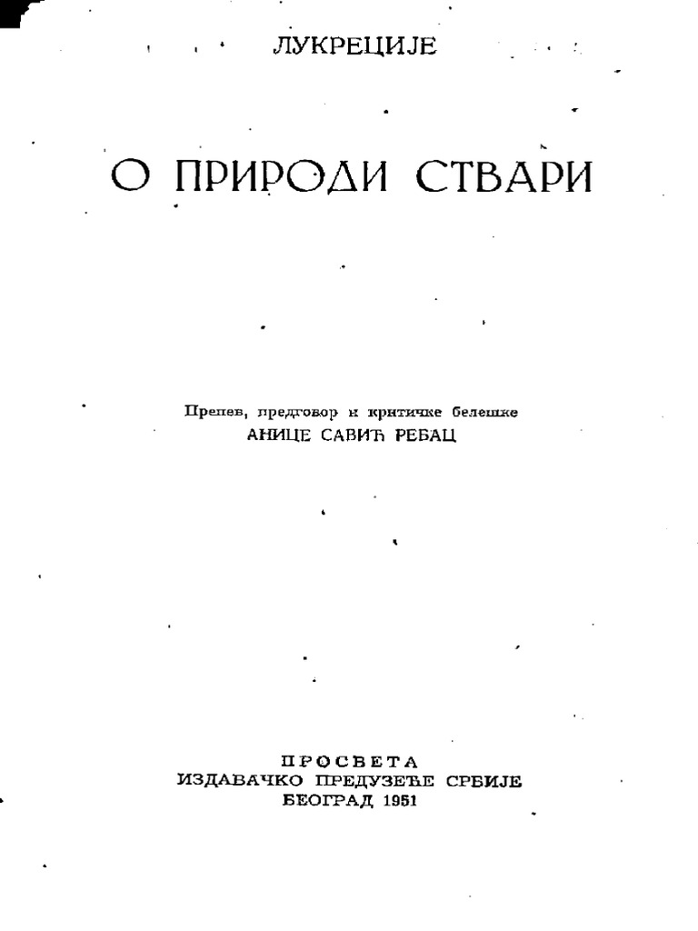 Lukrecije-O Prirodi Stvari (Cela Knjiga) | PDF