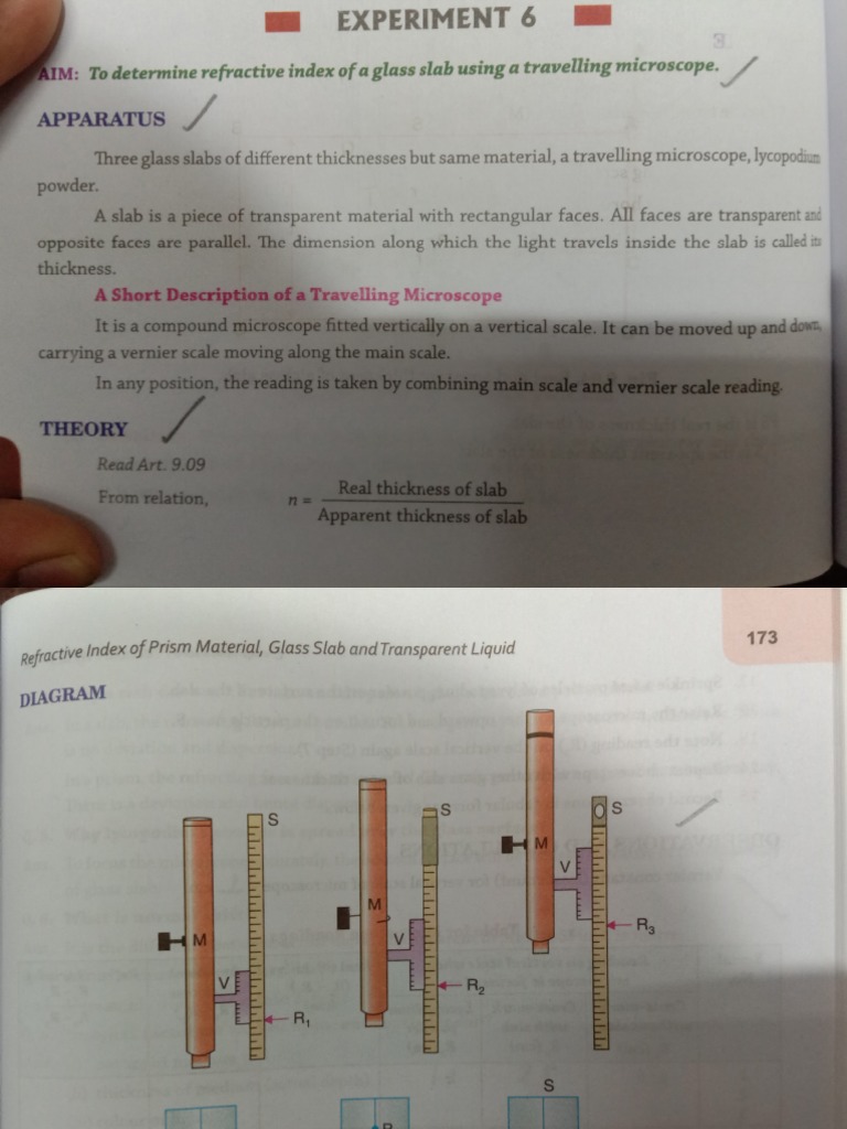 Refractive Index of Glass Slab Using a Travelling Microscope | PDF ...