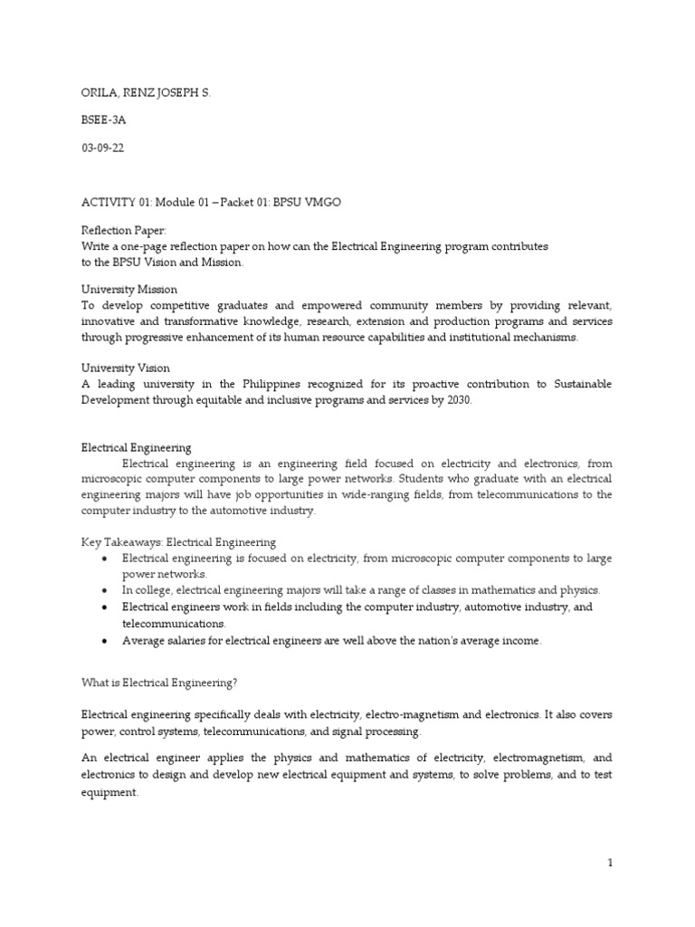Electrical Engineering Guide - Reaction Paper | PDF | Electrical ...