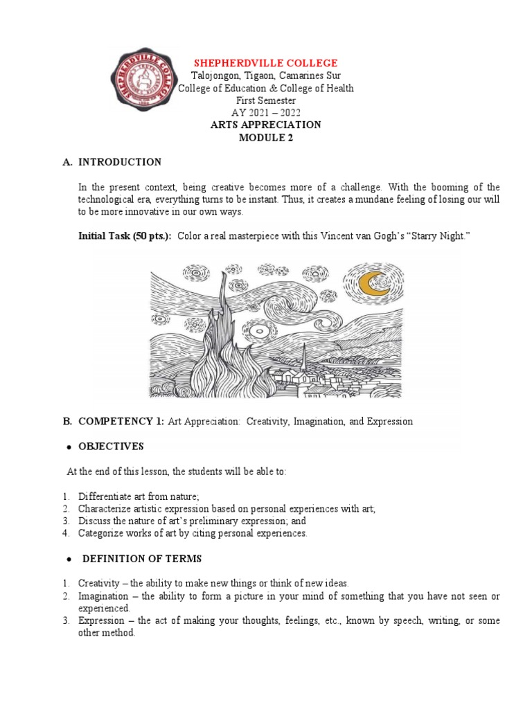 Module 2 & Activity Sheet 2 - Art App - Prelim | PDF | The Arts