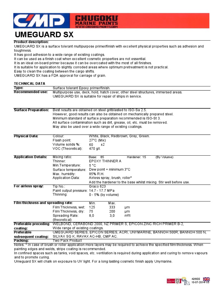 Umeguard SX: Product Description | PDF | Epoxy | Paint