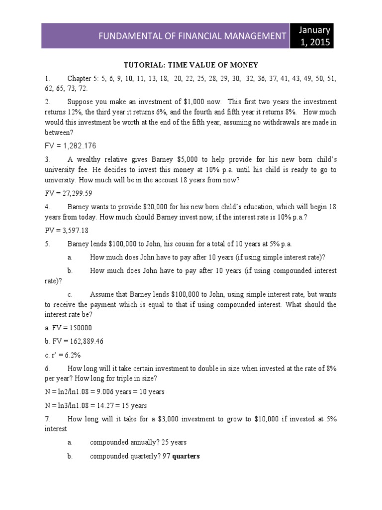 TVM (Solution) | PDF | Refinancing | Loans