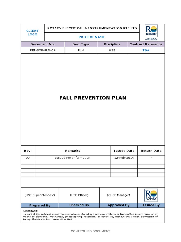 Fall Prevention Plan: Client Logo Project Name | Download Free PDF ...