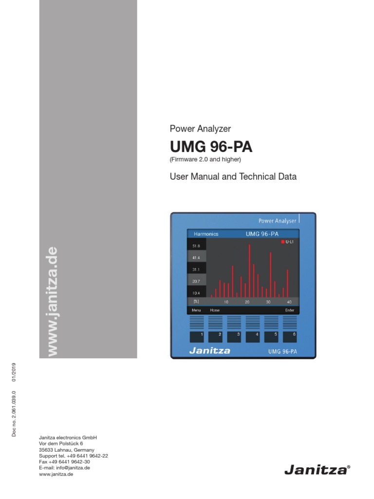 Janitza-UMG-96-PA FW2 User Manual | PDF | Mains Electricity | Electricity