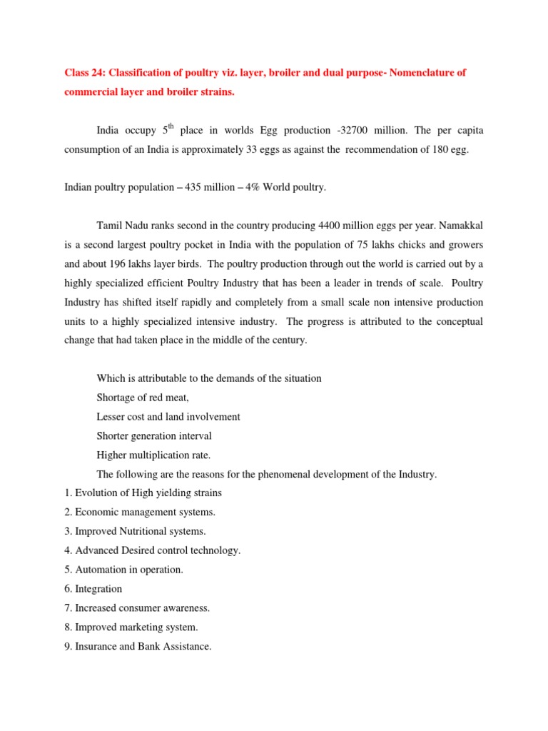 27 Classification Of Poultry Pdf Poultry Poultry Farming