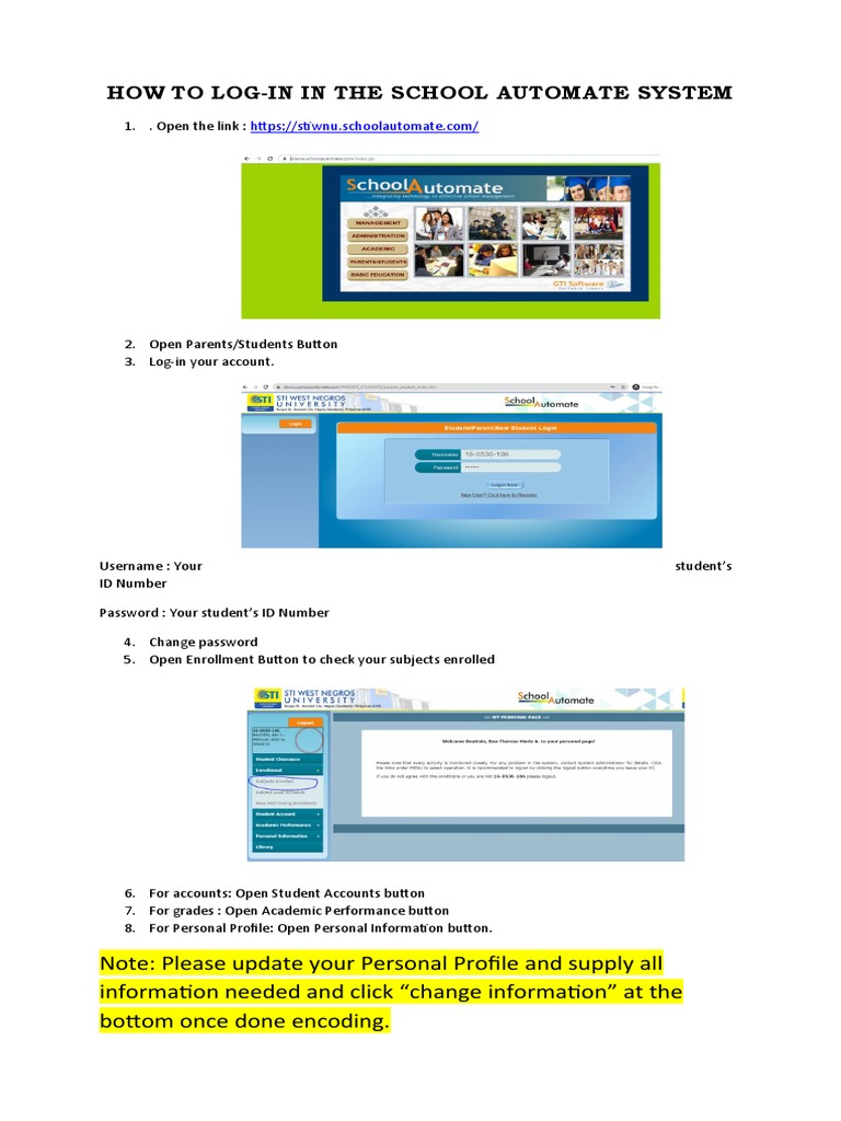 School Automate System Login Guide | PDF | Career & Growth