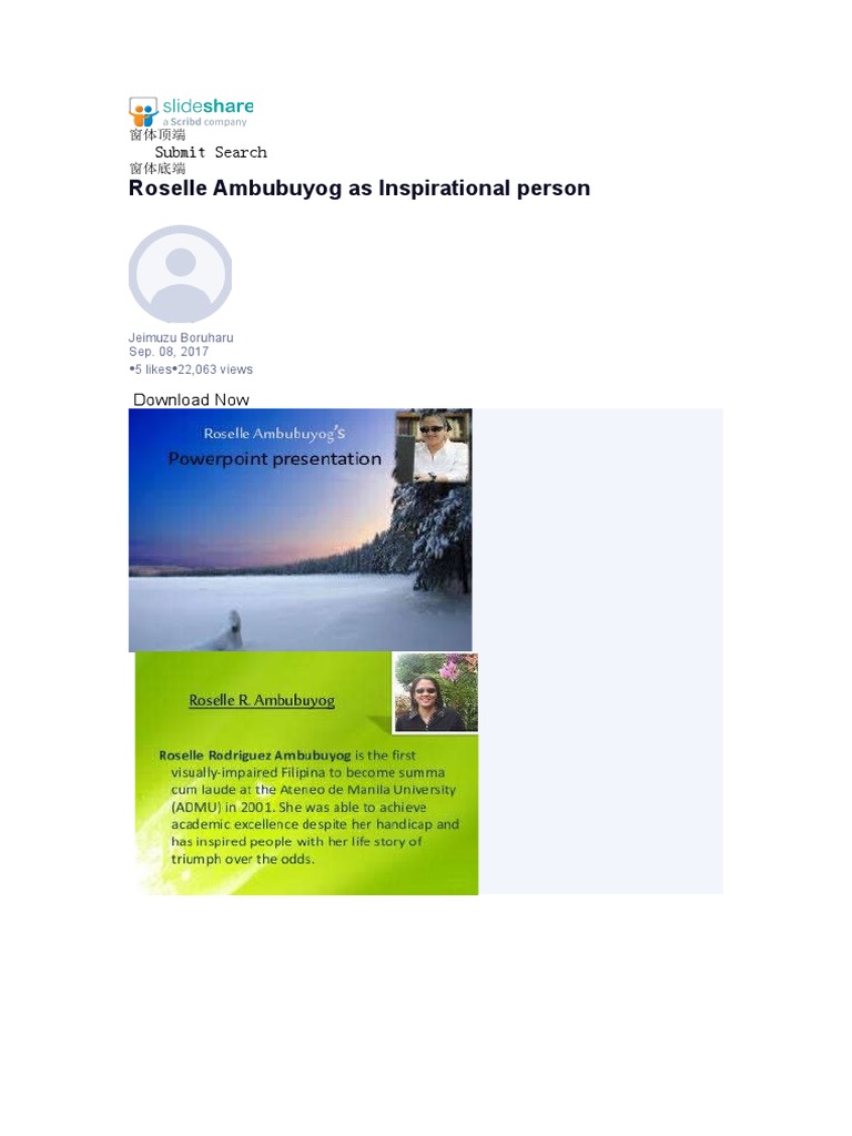 Roselle Ambubuyog As Inspirational Person: Submit Search | PDF ...