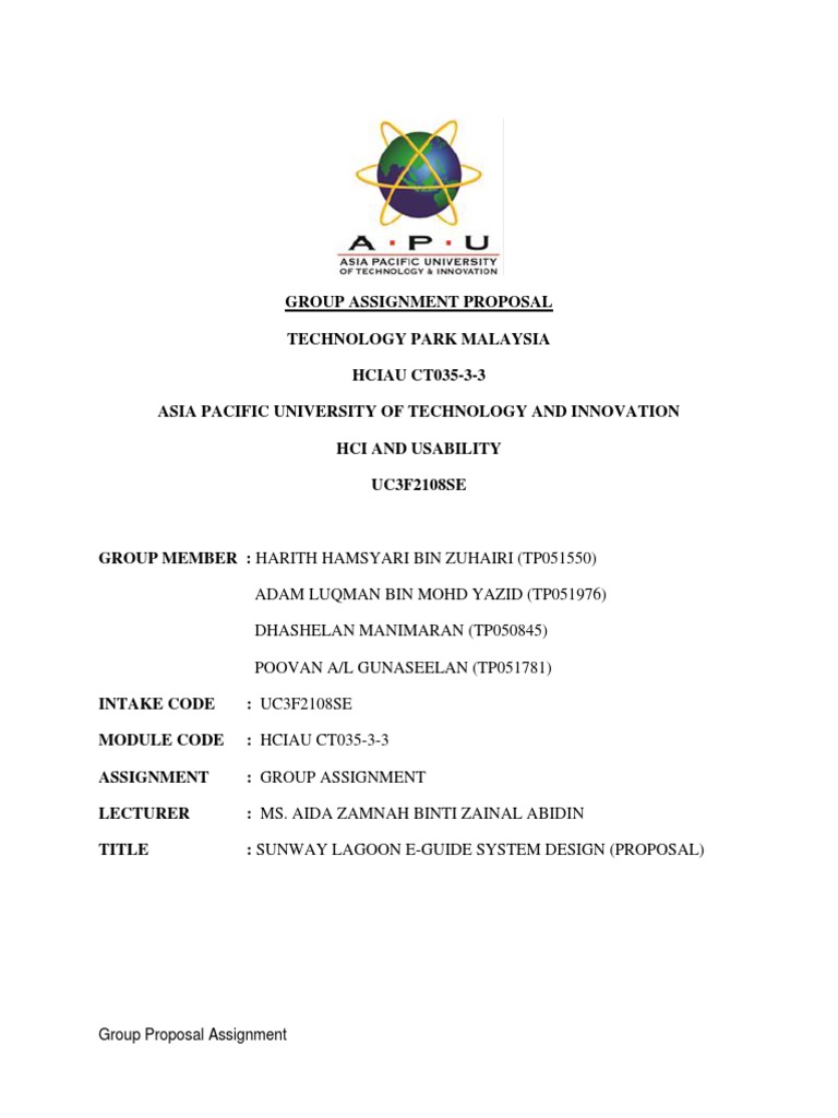 Harith Hamsyari - HCIAU Group Proposal | PDF | Usability | Computing