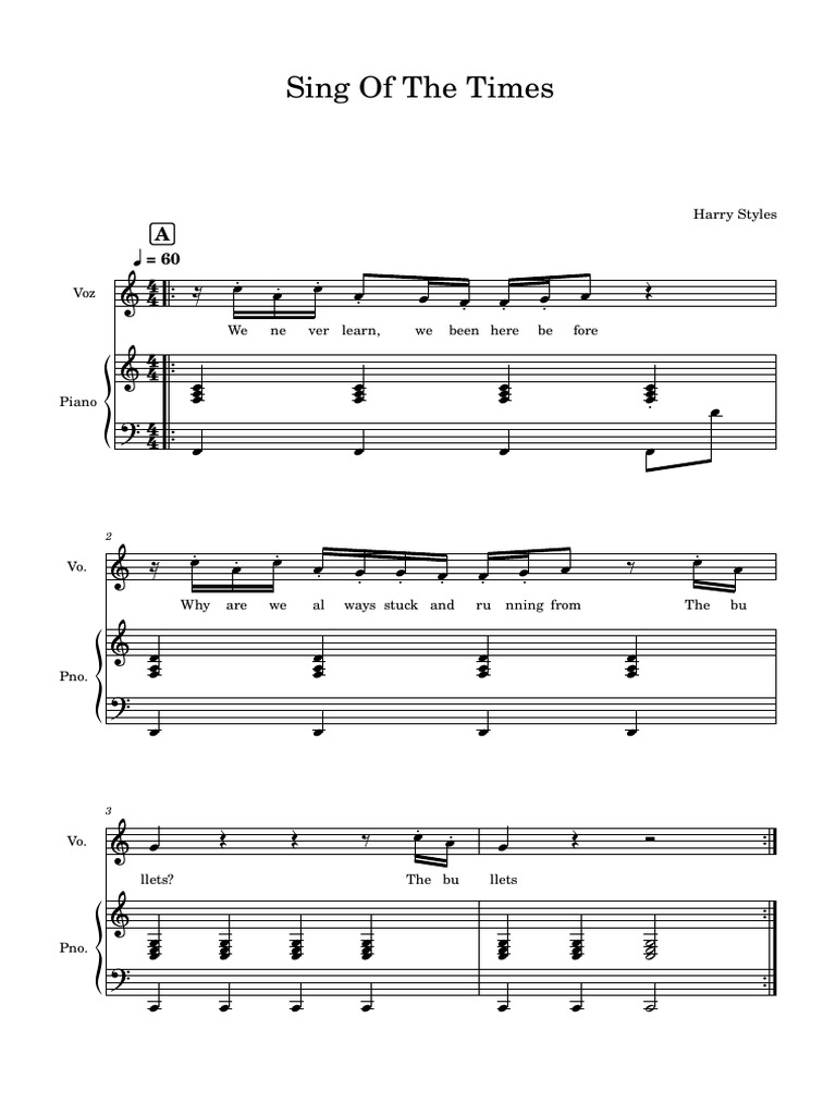Harry Styles Sing Of The Times Lyrics Pdf
