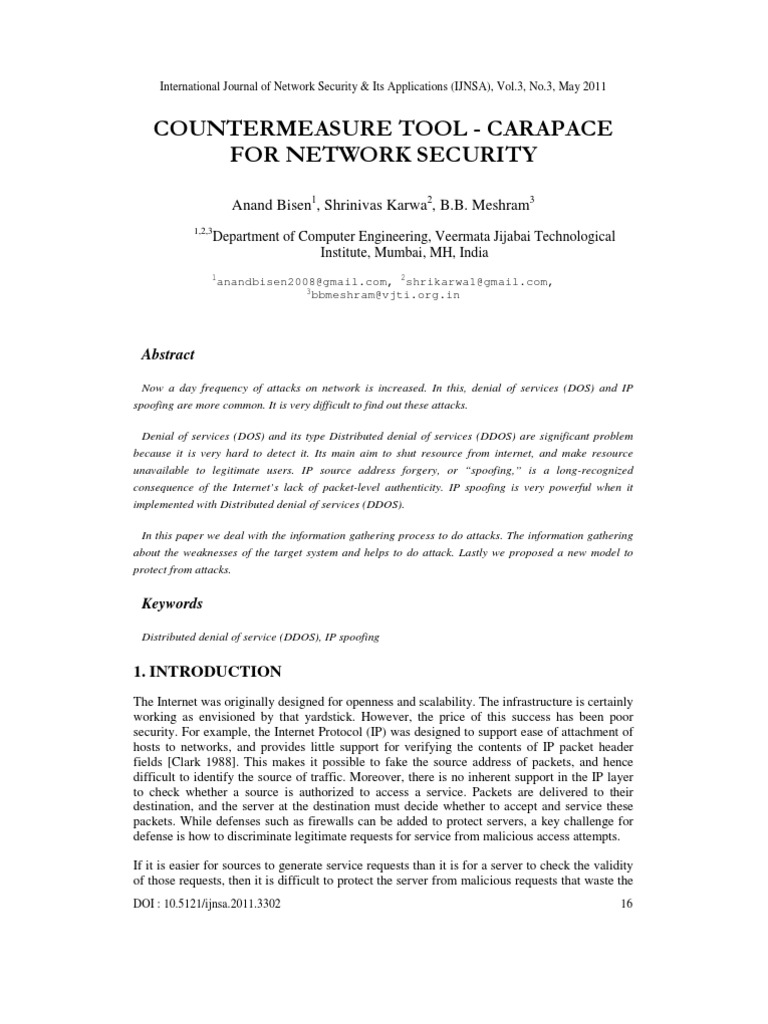 Countermeasure Tool - Carapace For Network Security | PDF | Denial Of ...