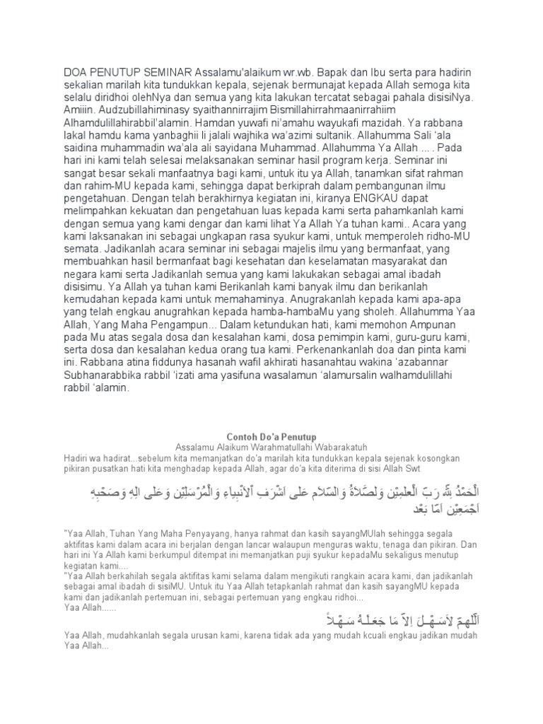 Doa Penutup Seminar | PDF