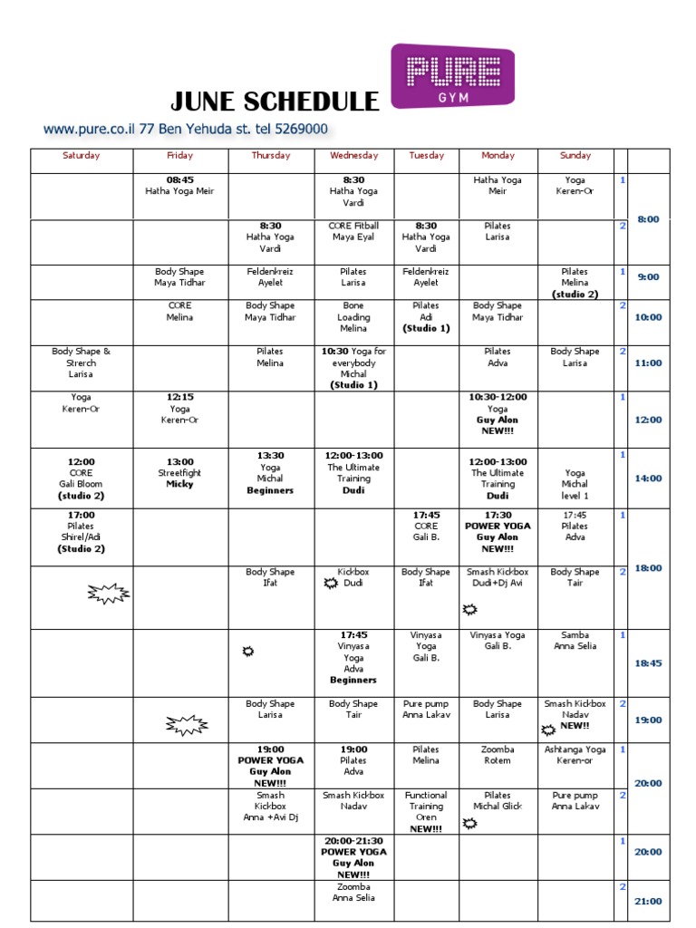 June Fitness Class Schedule | PDF