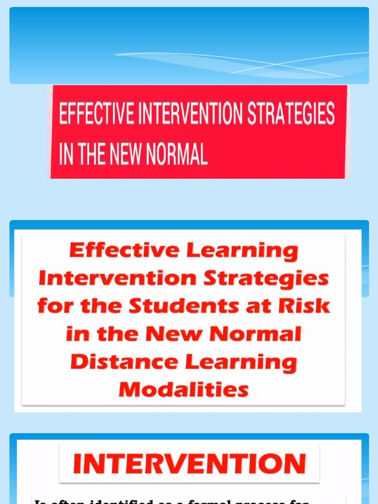 Effective Intervention Strategies For Student at Risk in The New Normal ...