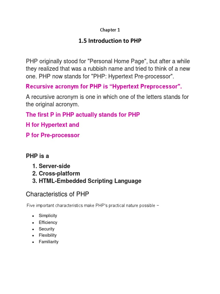 15 Introduction To Php Recursive Acronym For Php Is Hypertext Preprocessor Pdf Php