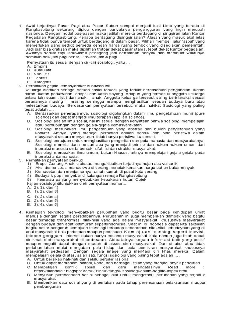 Soal Paket Utama Sos 2020-2021 | PDF