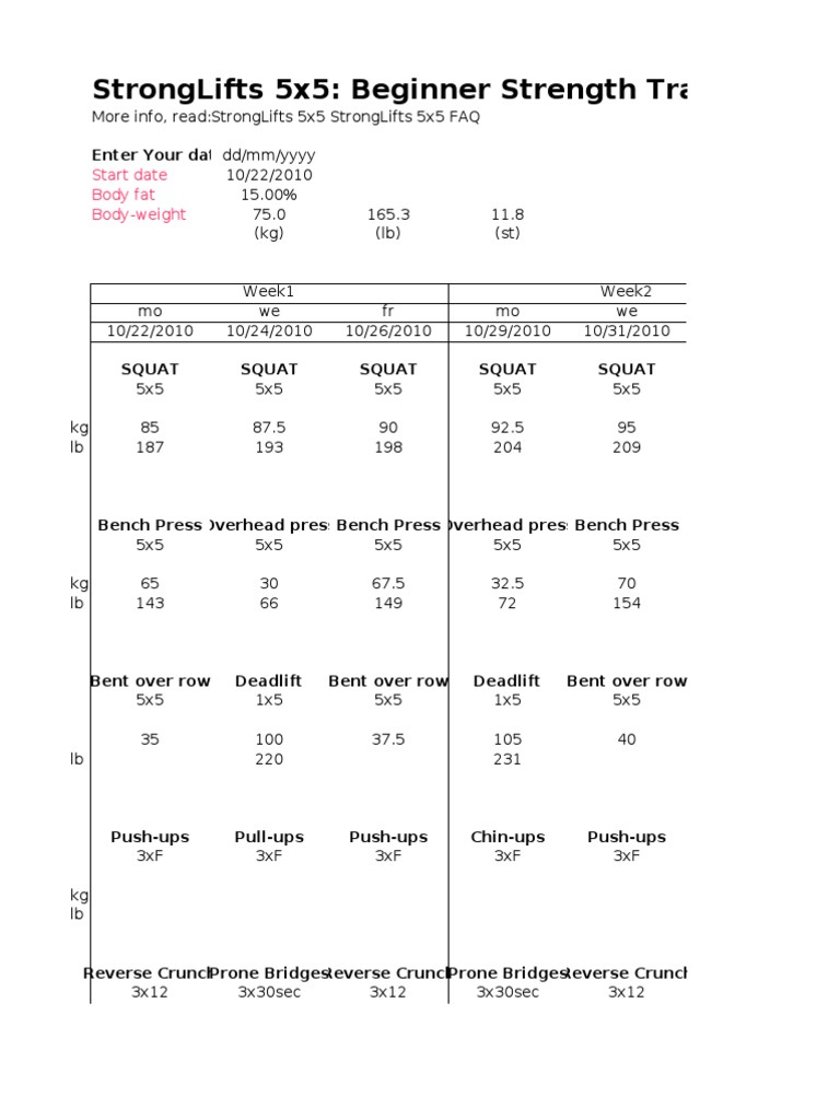 Beginner Strength Training Program in 40 Characters | PDF | Strength ...