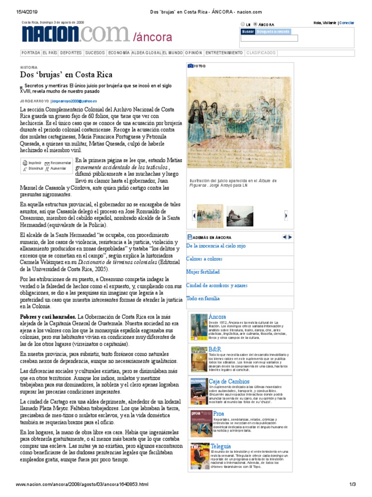 Dos Brujas' en Costa Rica - ÁNCORA | PDF | Costa Rica | Brujería
