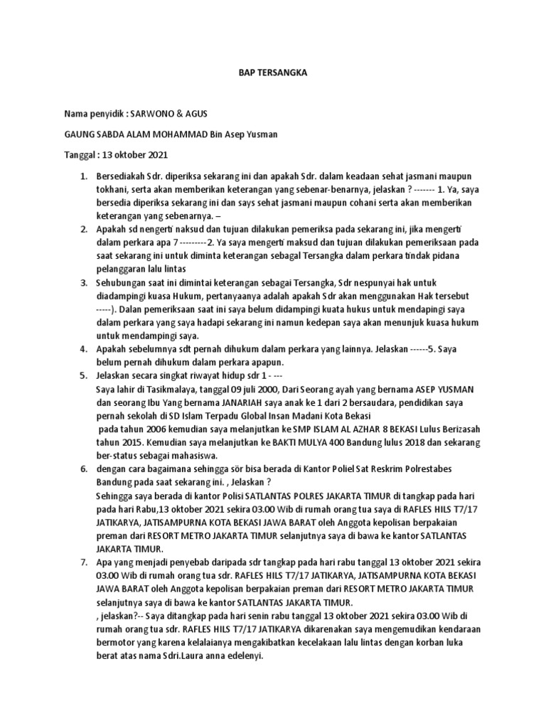 Bap Tersangka | PDF