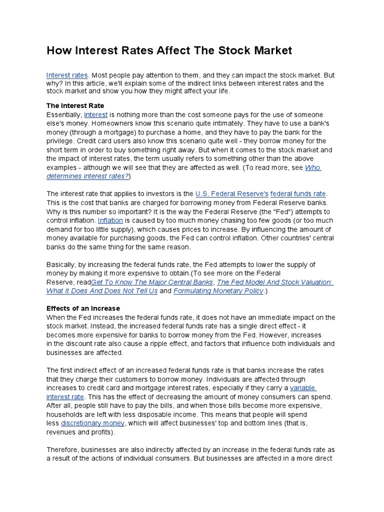 How Interest Rates Affect The Stock Market | PDF | Financial Economics ...
