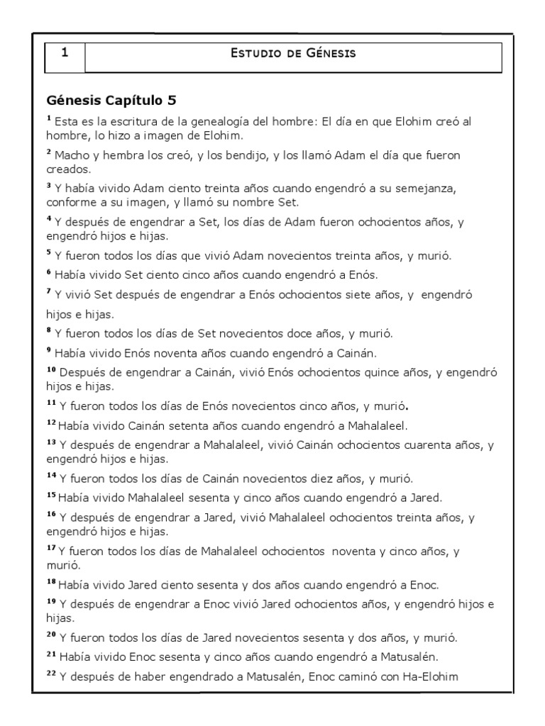 Génesis Cap 5 | PDF | Noé | Libro del Génesis