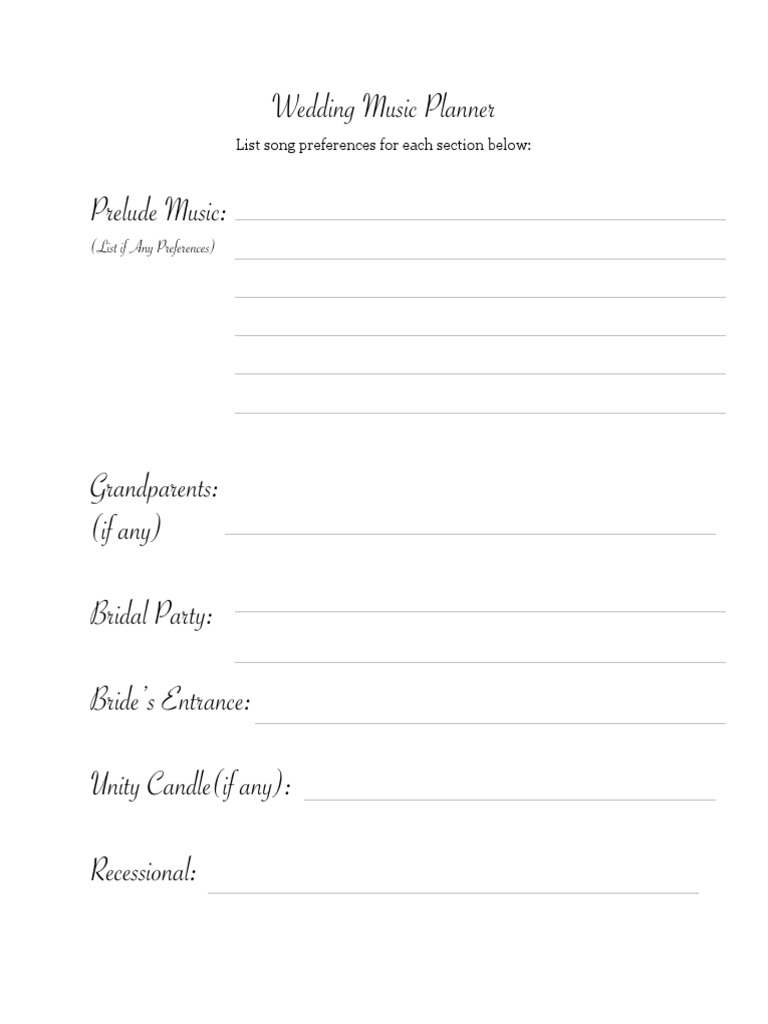 Wedding Music Planner Template | PDF | Art