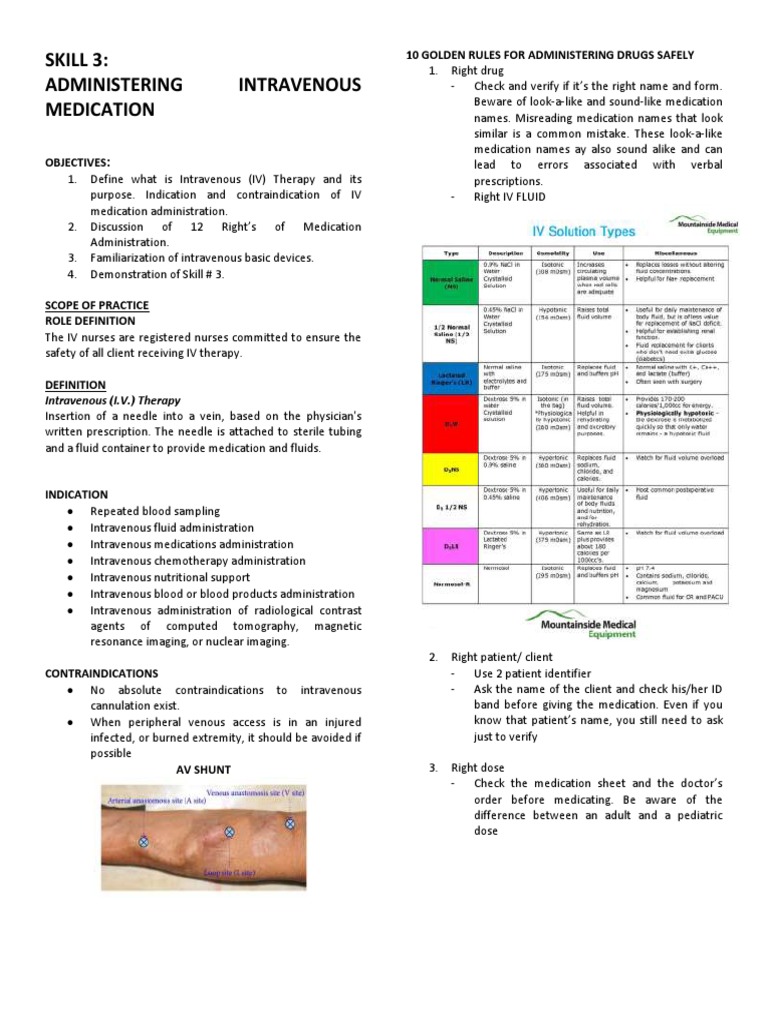 IV Medication Administration Guidelines | PDF | Intravenous Therapy ...