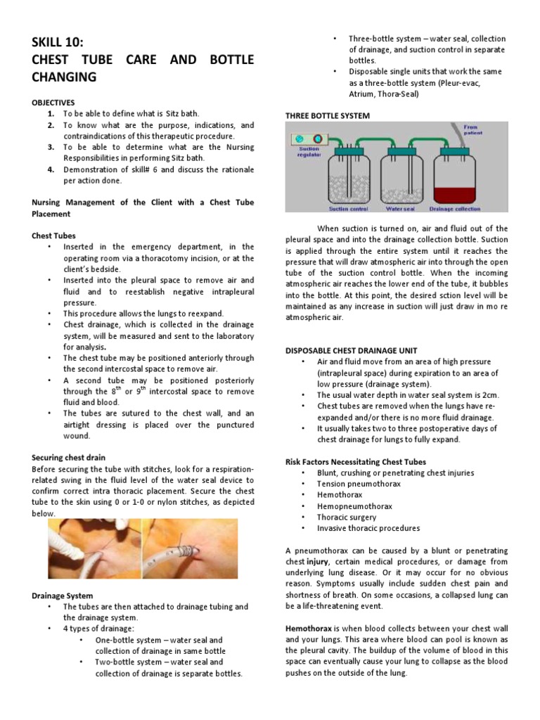 Chest Tube Care and Management Guide | PDF | Thorax | Respiratory System