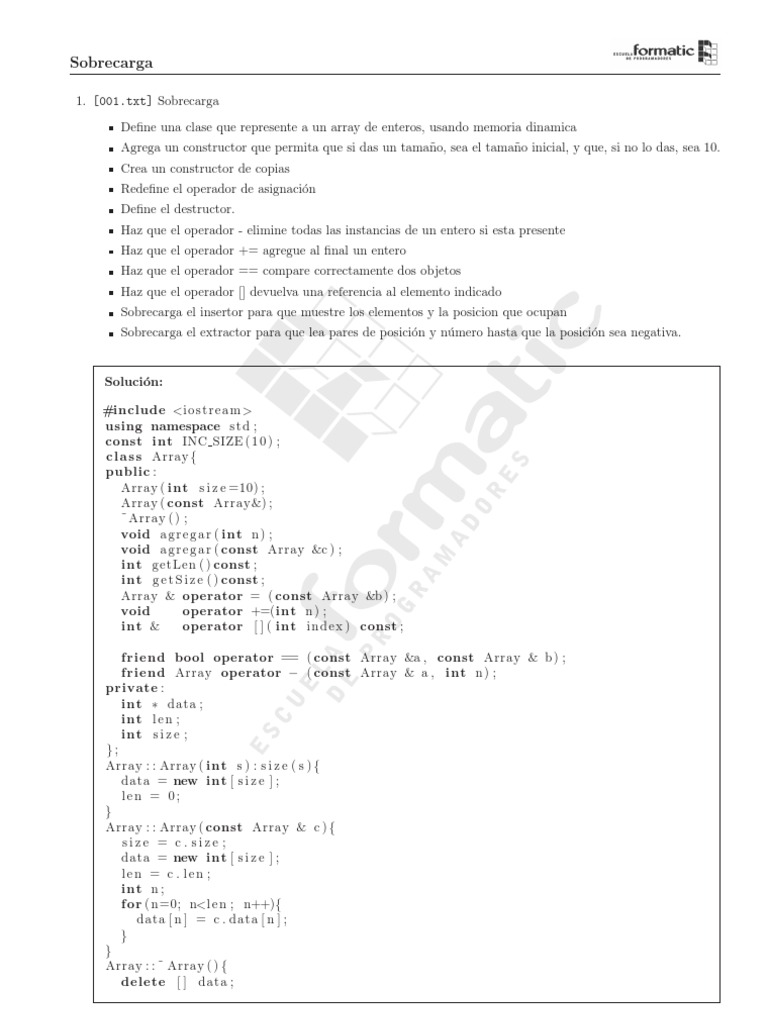 Sobrecarga | PDF | Matriz (Matemáticas) | Datos de computadora