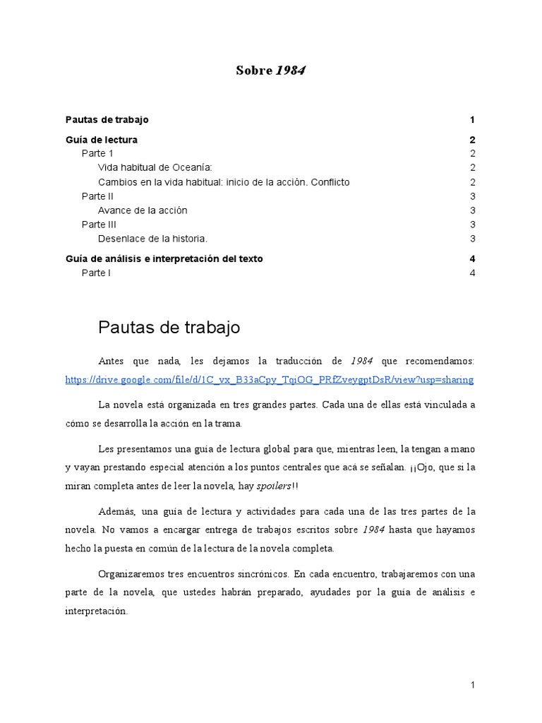 1984 - Guía de Lectura y Guía de Análisis | PDF | George Orwell | Novelas