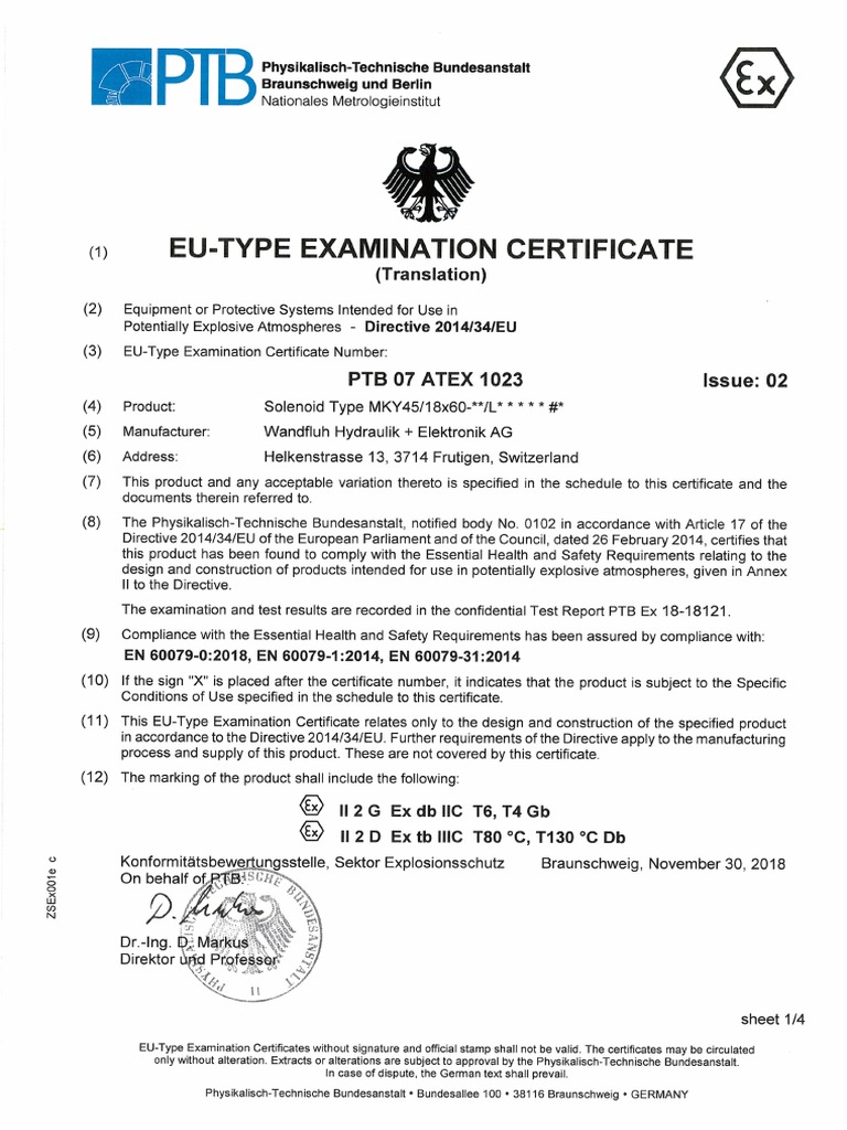 PTB 07 Atex 1023 | PDF