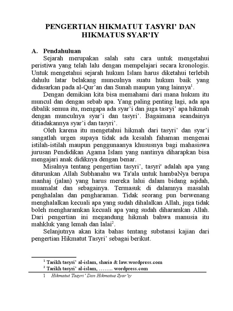 Pengertian Hikmatut Tasri'&Syari' | PDF | Agama & Spiritualitas