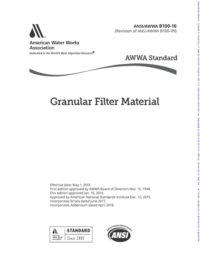 Awwa B100-16 | PDF