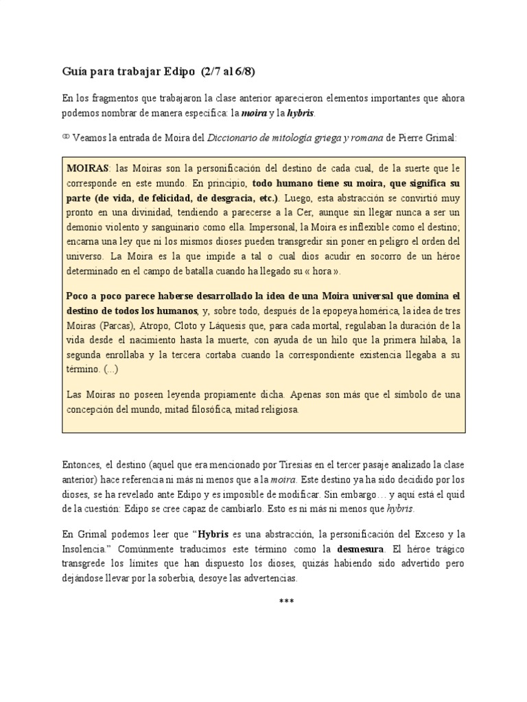 Guía para Trabajar Edipo Del 2 de Julio Al 6 de Agosto | PDF | Edipo ...