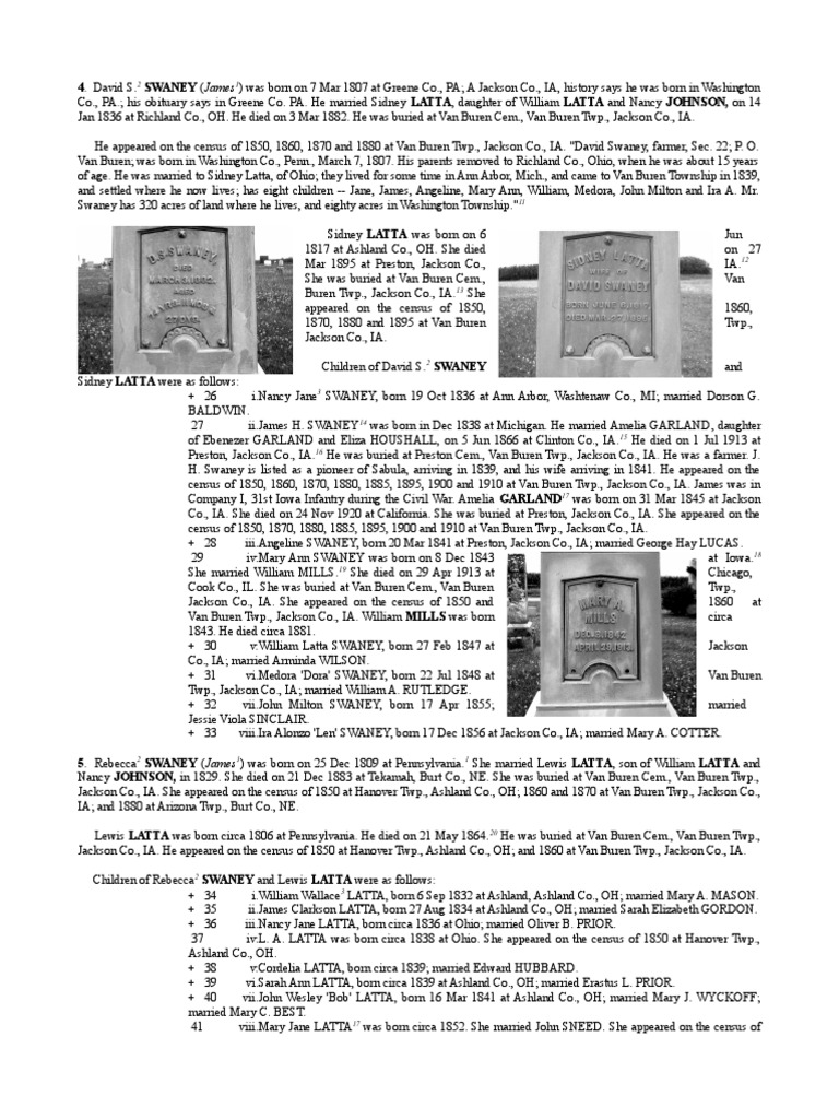 Swaney Descendants Gen 2b | PDF