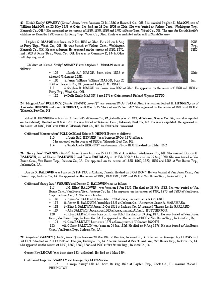 Swaney Family Genealogy Records | PDF | Travel | History