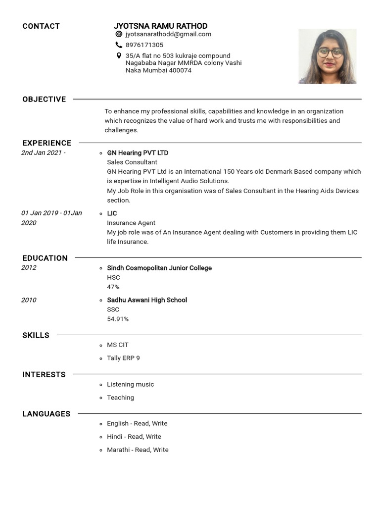 Jyotsna Ramu Rathod: Contact | PDF