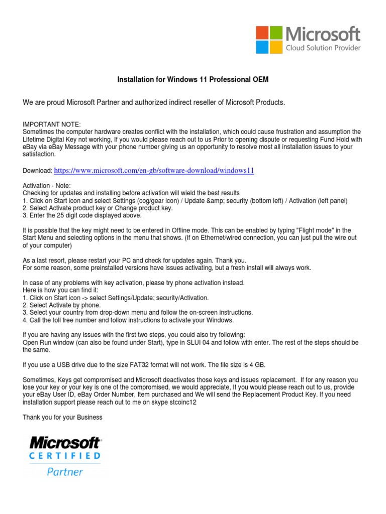 Windows 11 Pro OEM Installation Guide | PDF | Microsoft Windows | Icon ...