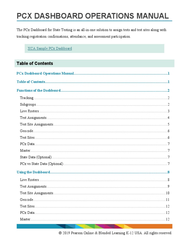 PCX Dashboard Operations Manual | PDF | Information Technology ...