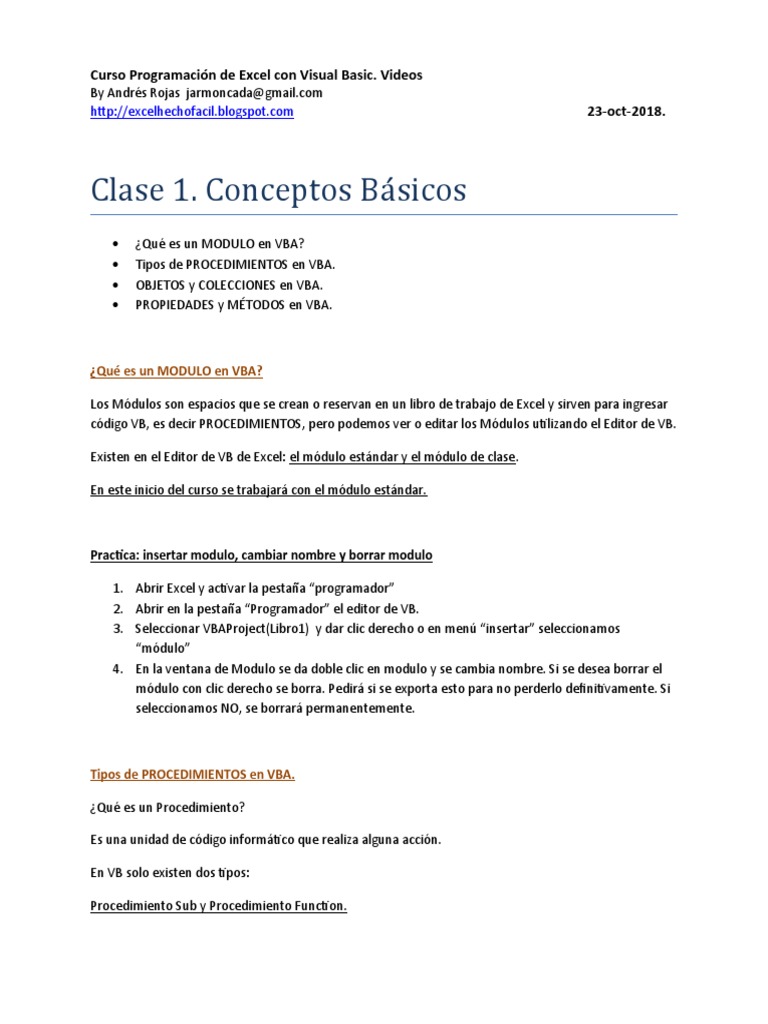 Curso Programación de Excel Con Visual Basic | PDF | Microsoft Excel ...