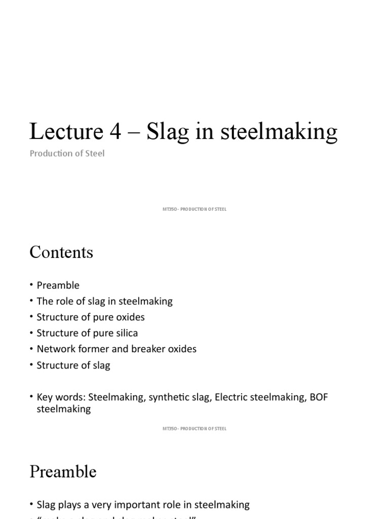 Role of Slag in Steelmaking Process | PDF | Steelmaking | Silicon Dioxide