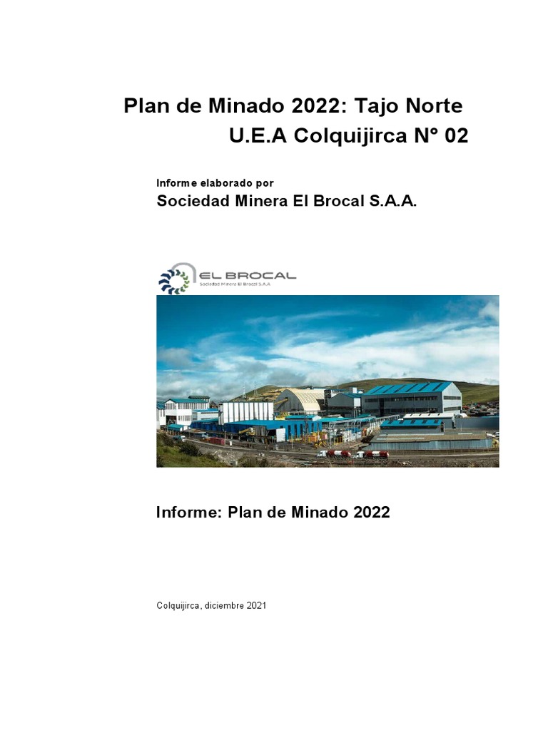 Plan de Minado Anual 2022 para la Expansión del Tajo Norte en ...