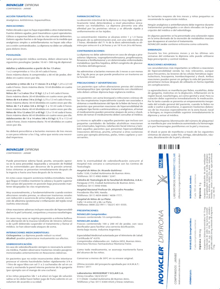 Novacler Prospecto | PDF | Medicamentos con receta | Droga anti ...