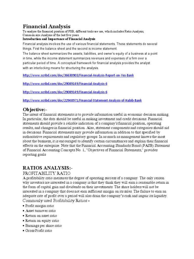 Financial Analysis: Objective | PDF | Financial Accounting | Financial ...