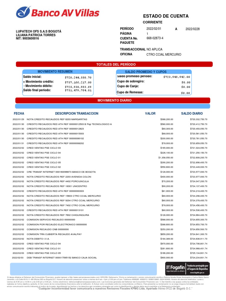 Extracto Bancario | PDF | Dinero | Bancario
