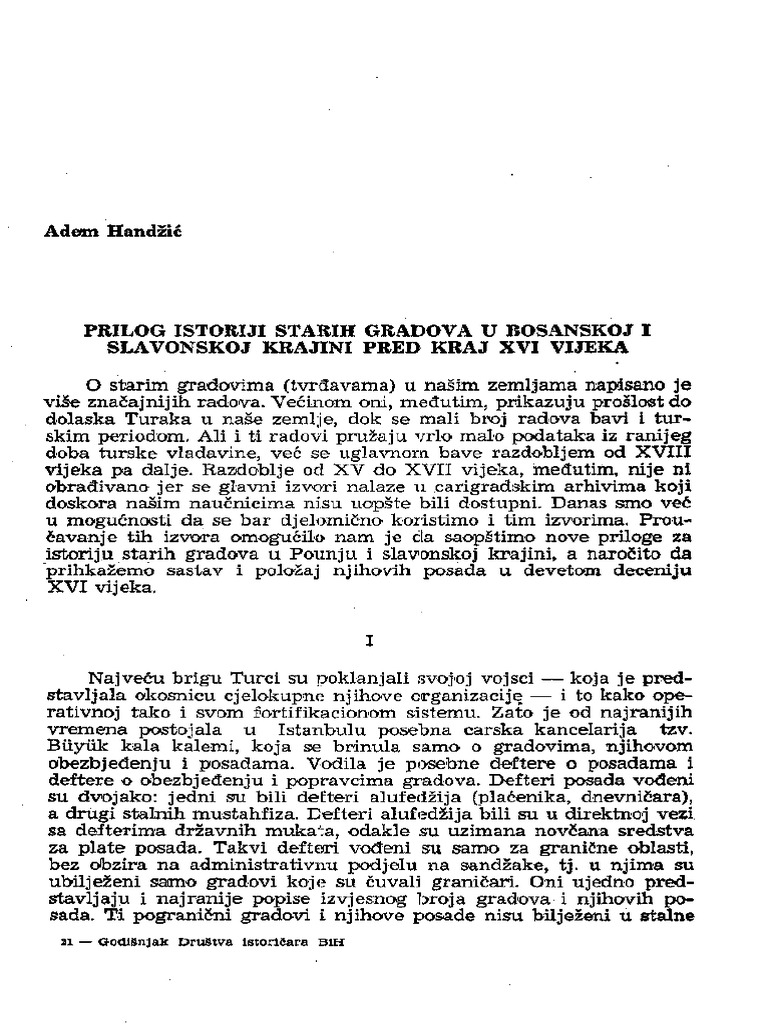 Handzic - Adem Prilog Istoriji Starih Gradova U Bosanskoj I Slavonskoj ...