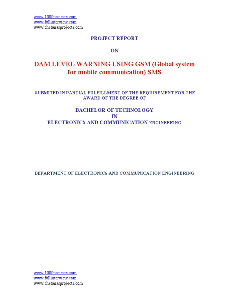 Dam Level Alert via GSM SMS | PDF | Computers