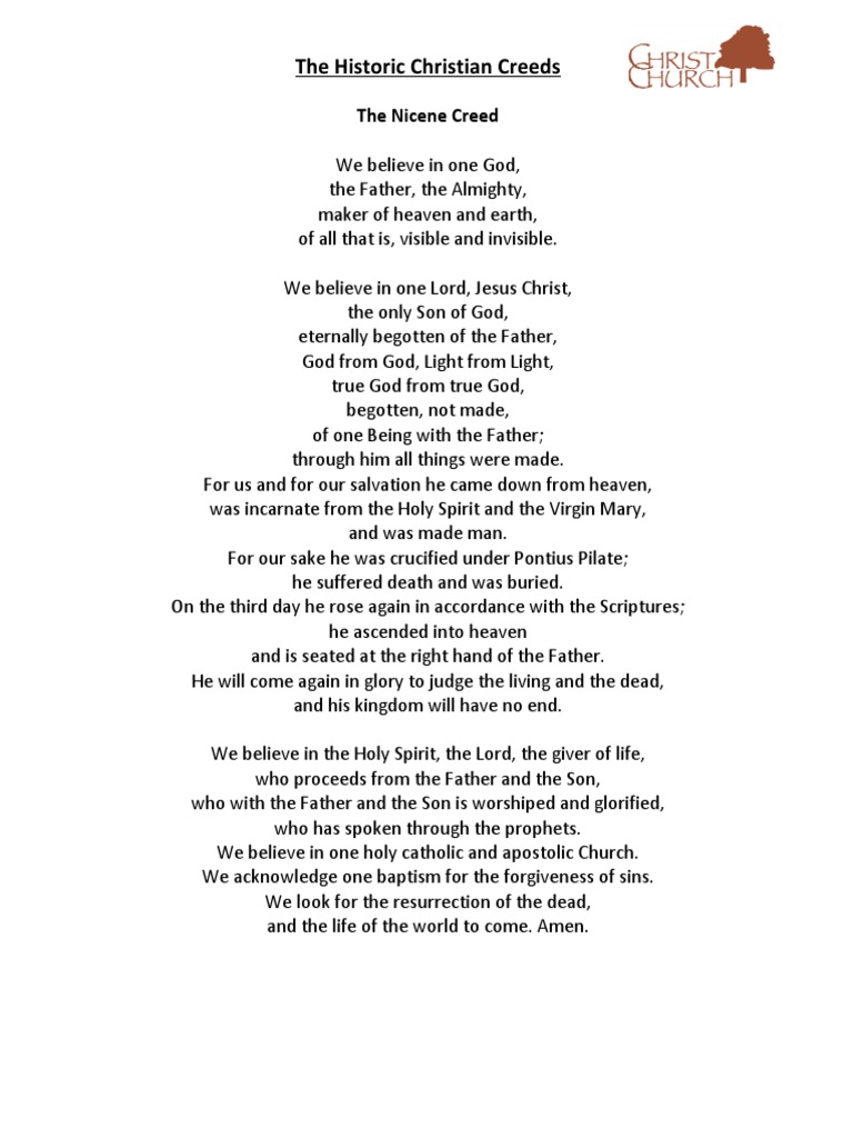 The Historic Christian Creeds | PDF | God The Father | Trinity